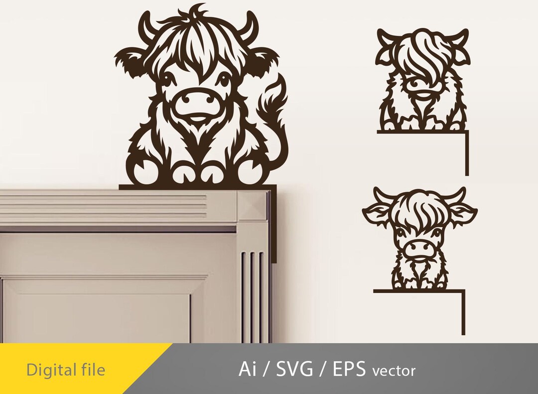 Highland Cow Svg, Highland Cow Door Corners Svg Svg, Home Decoration ...