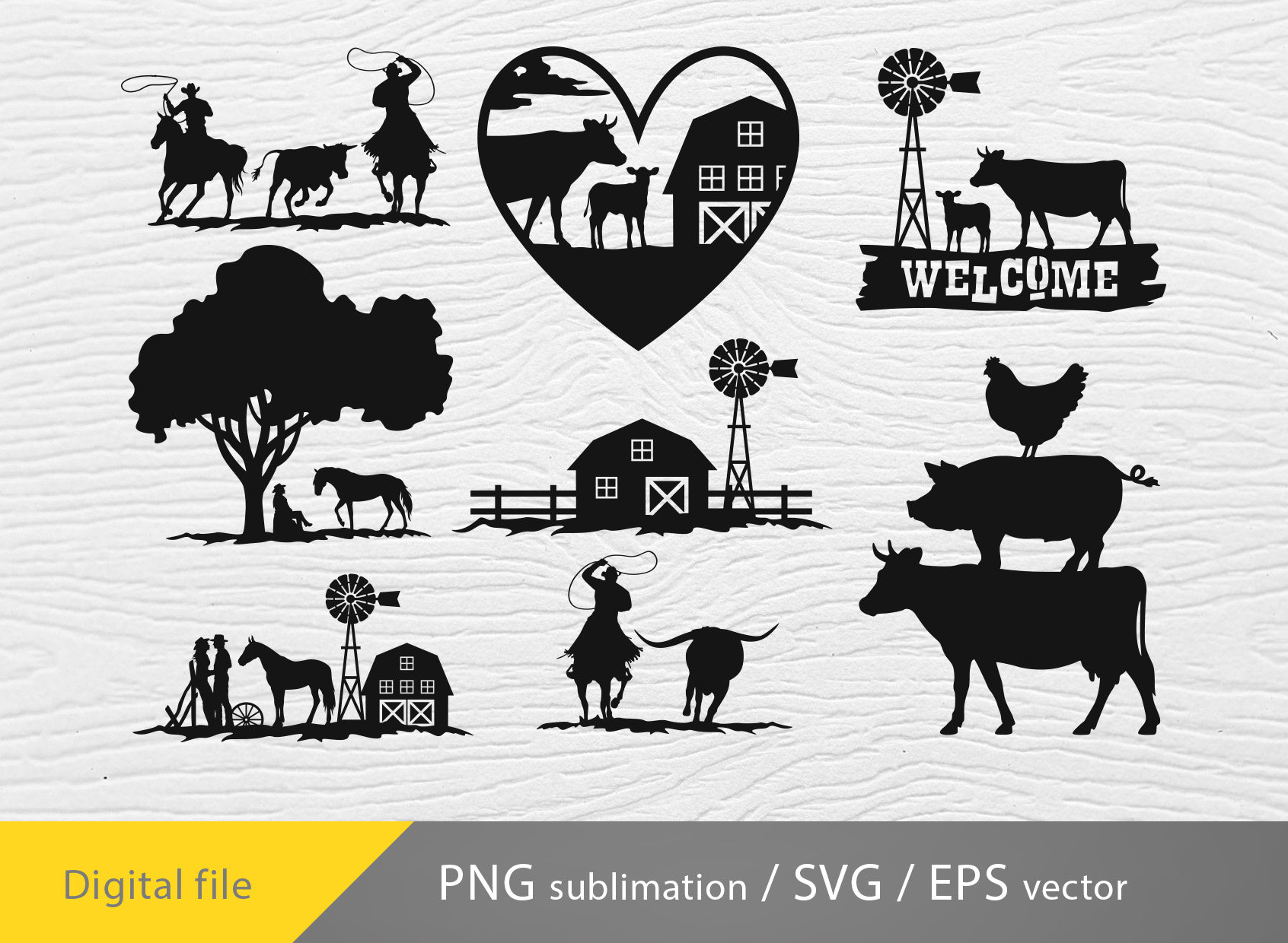 Farm Bundle Svg, Farm Animal Scene Svg, Farm Animal SVG, Farm Animals ...