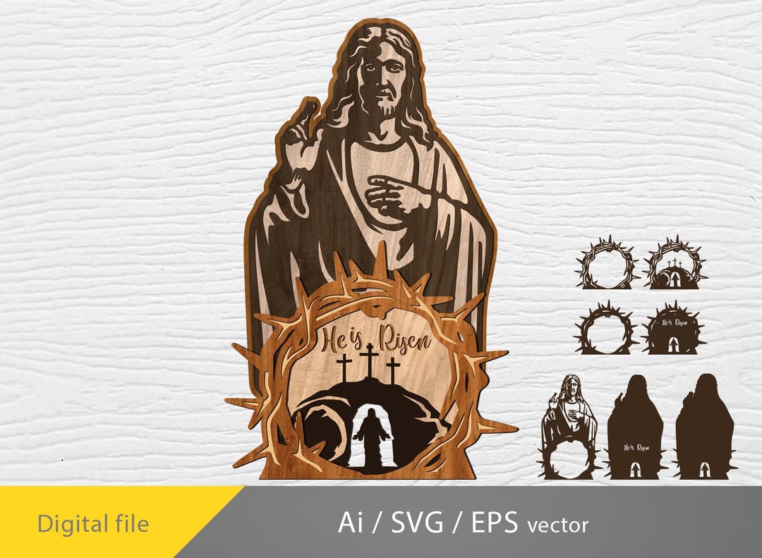 He is Risen Laser SVG, Easter Glowforge File, Jesus Svg, Laser Easter ...