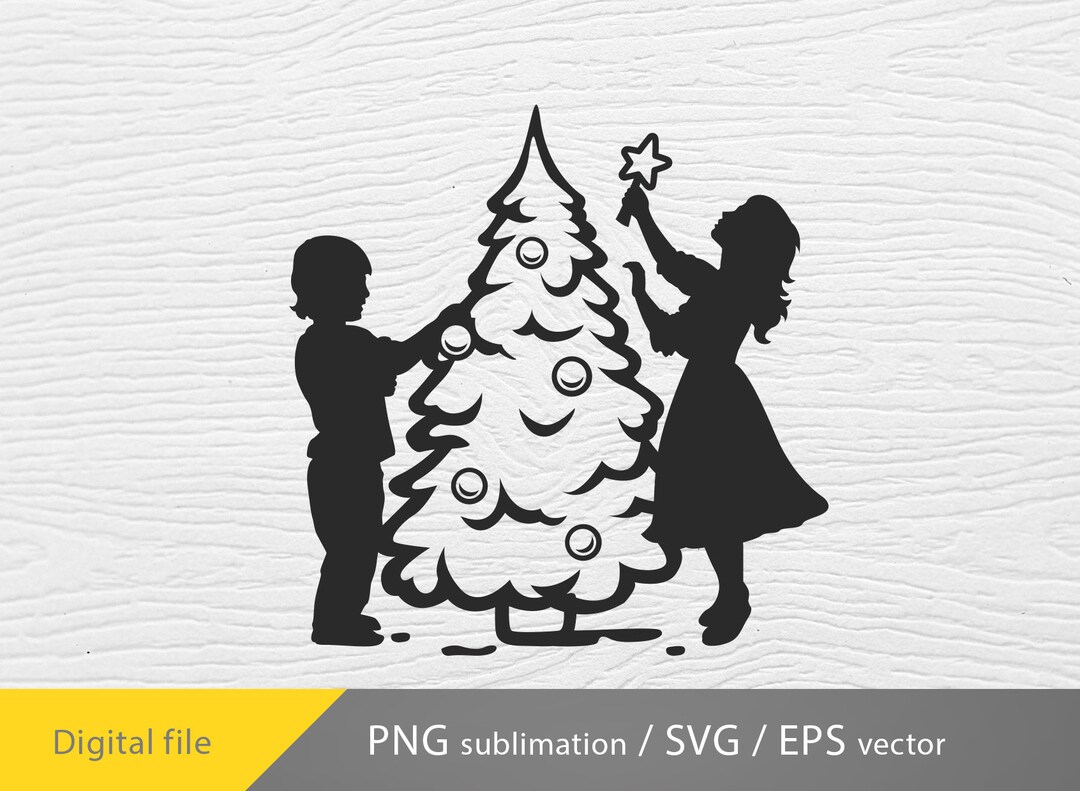 Children Decorate Christmas Tree Svg, Christmas Night Svg, Christmas ...