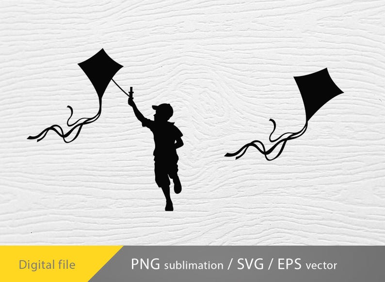 Kite Svg, Kite Cricut File, Boy Flying A Kite Svg, Silhouette, Kite Png ...