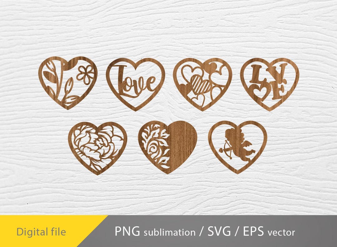 Hearts Valentines SVG, Heart Laser Cut Svg, Love Heart SVG, Valentines ...