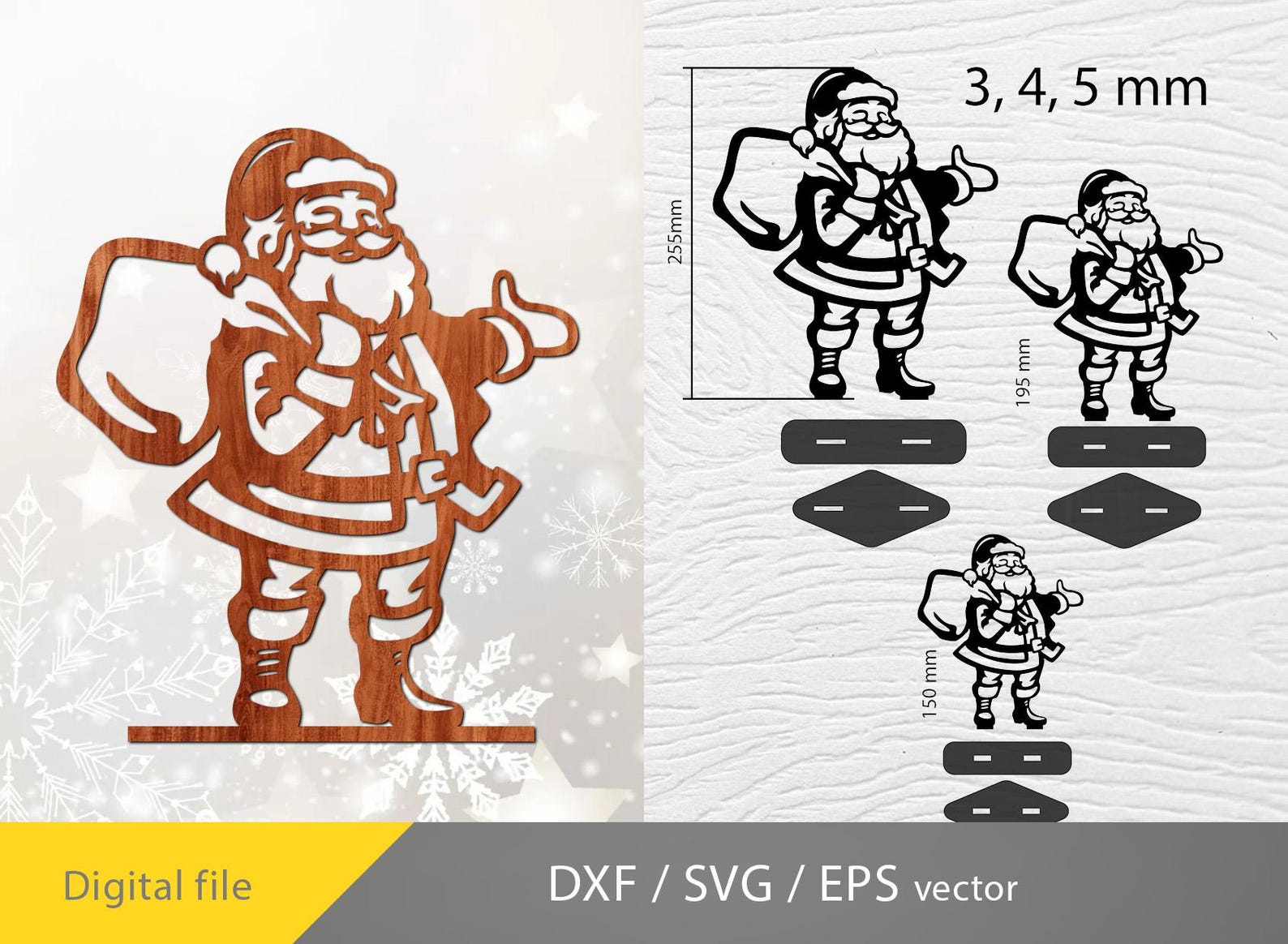 Santa Svg, Laser Cut Santa & Stand, Christmas Svg, Christmas Decor SVG ...