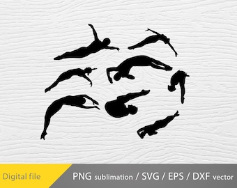 Diving Silhouette Bundle, Diving Svg, Diving Jump Svg, Cricut File ...