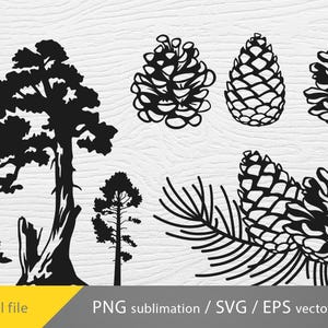 Pne Tree Bundle, Pine Cone Svg, Pine Cone Clipart, Winter Tree Svg ...
