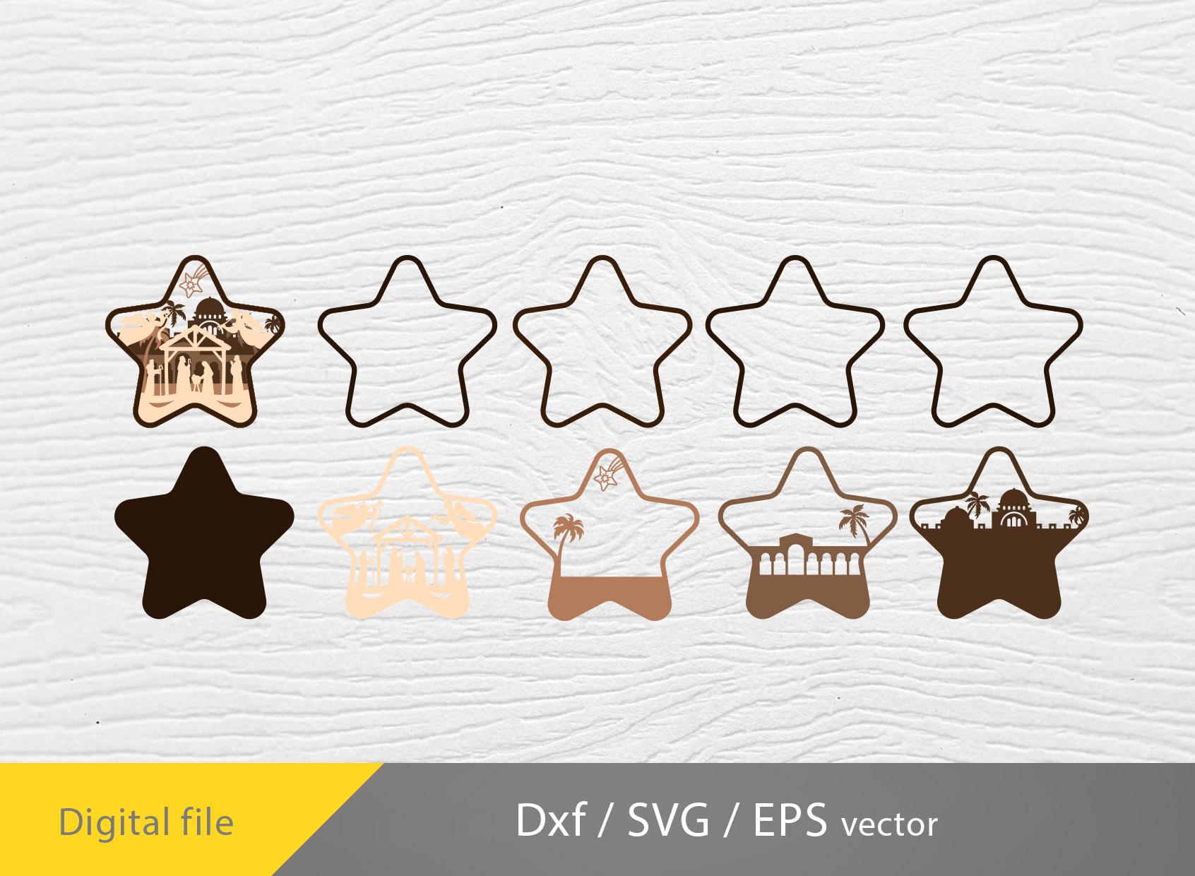 Multilayer Star Svg, Christian Scene SVG, Faith Cross Nativity Scene ...
