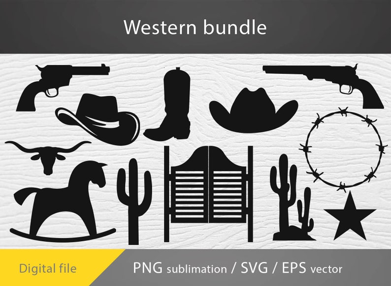 Western Bundle Svg, Cowboy Svg, Cowboy Hat Svg, Cowgirl Svg, Cowboy ...