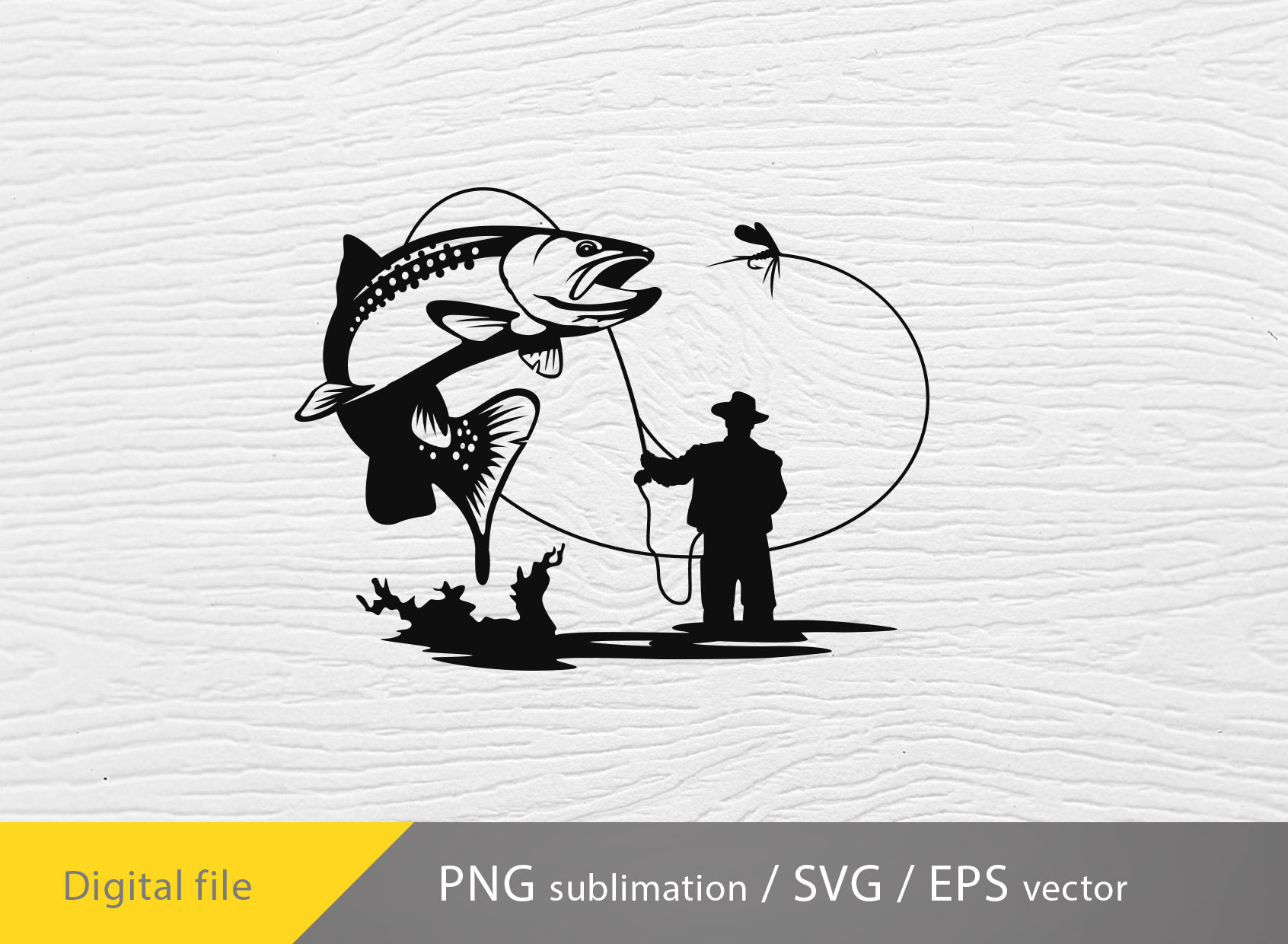 Fly Fishing Svg, Trout Fishing Svg, Mountain River Fishing, Fisherman ...