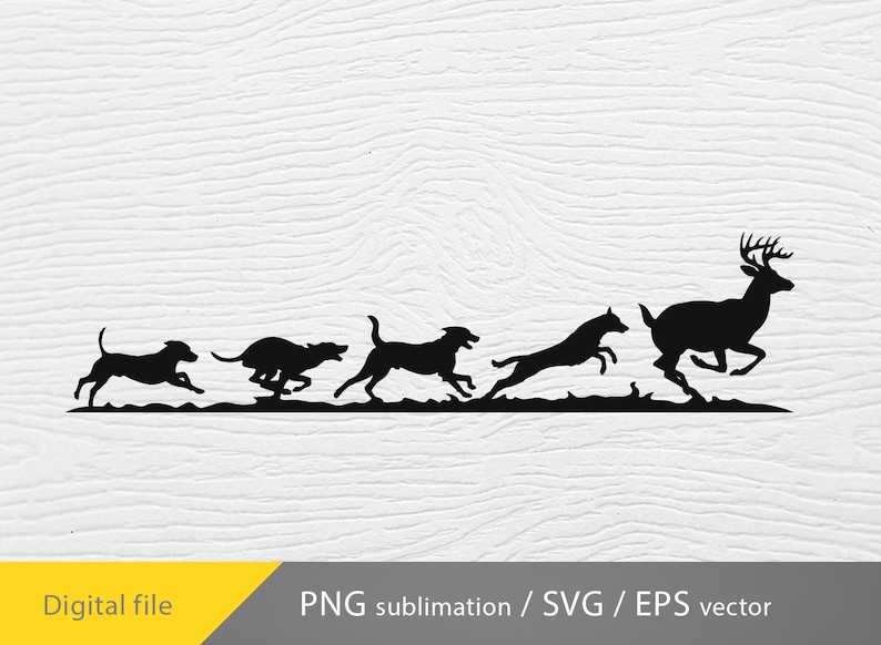 Hunting With Hounds Svg, Deer Hunting Scene, Hounds Running Deer Svg ...