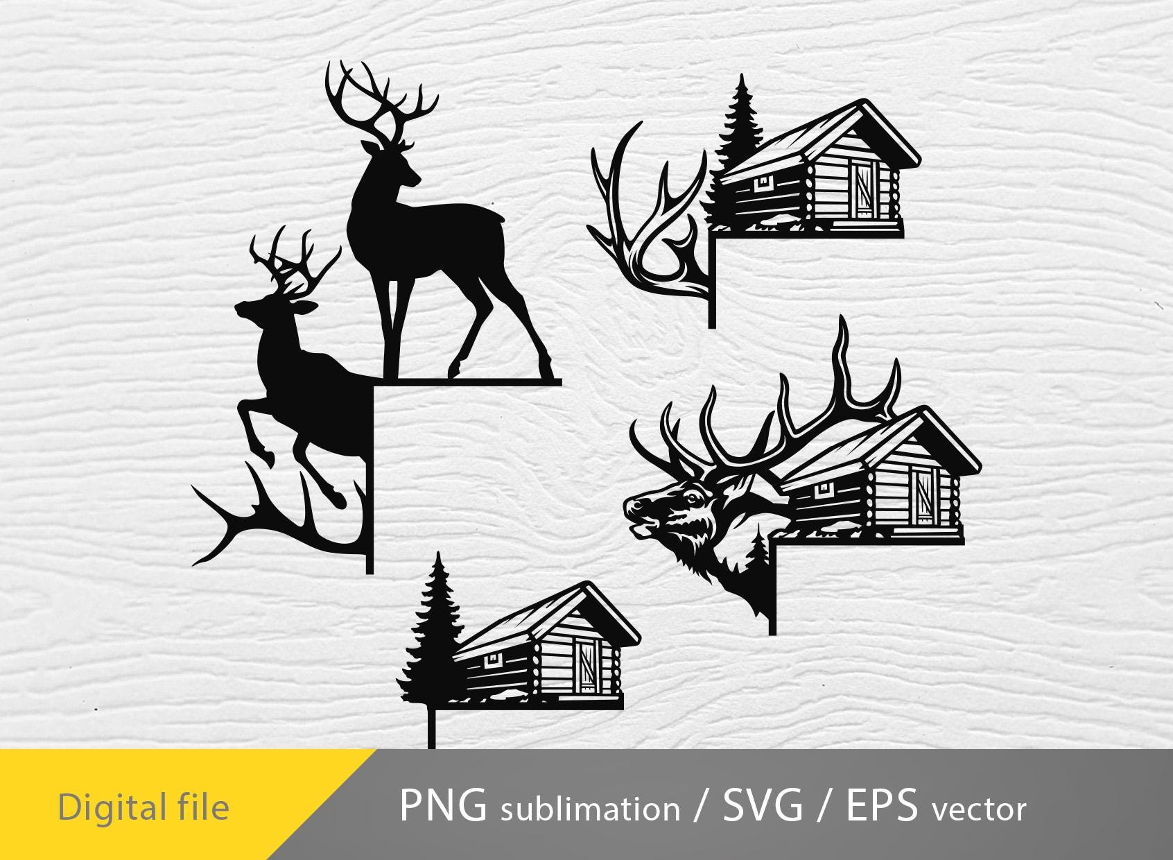 Hunting Door Corner SVG Bundle, Hunting Cabin Svg, Deer Door Corner SVG ...