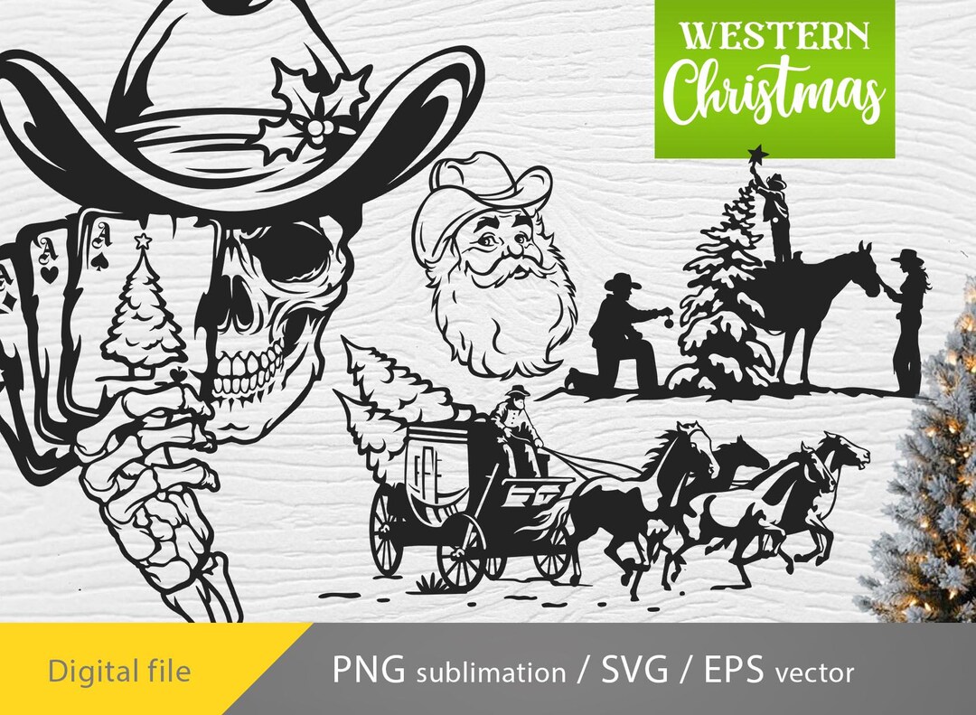 Cowboy Christmas Svg Bundle, Cowboy Christmas Tree Svg, Western ...