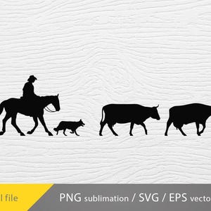 Cowboy Herding Cows Svg, Cattle Svg, Cowboy Life Scene Svg, Farm Life ...