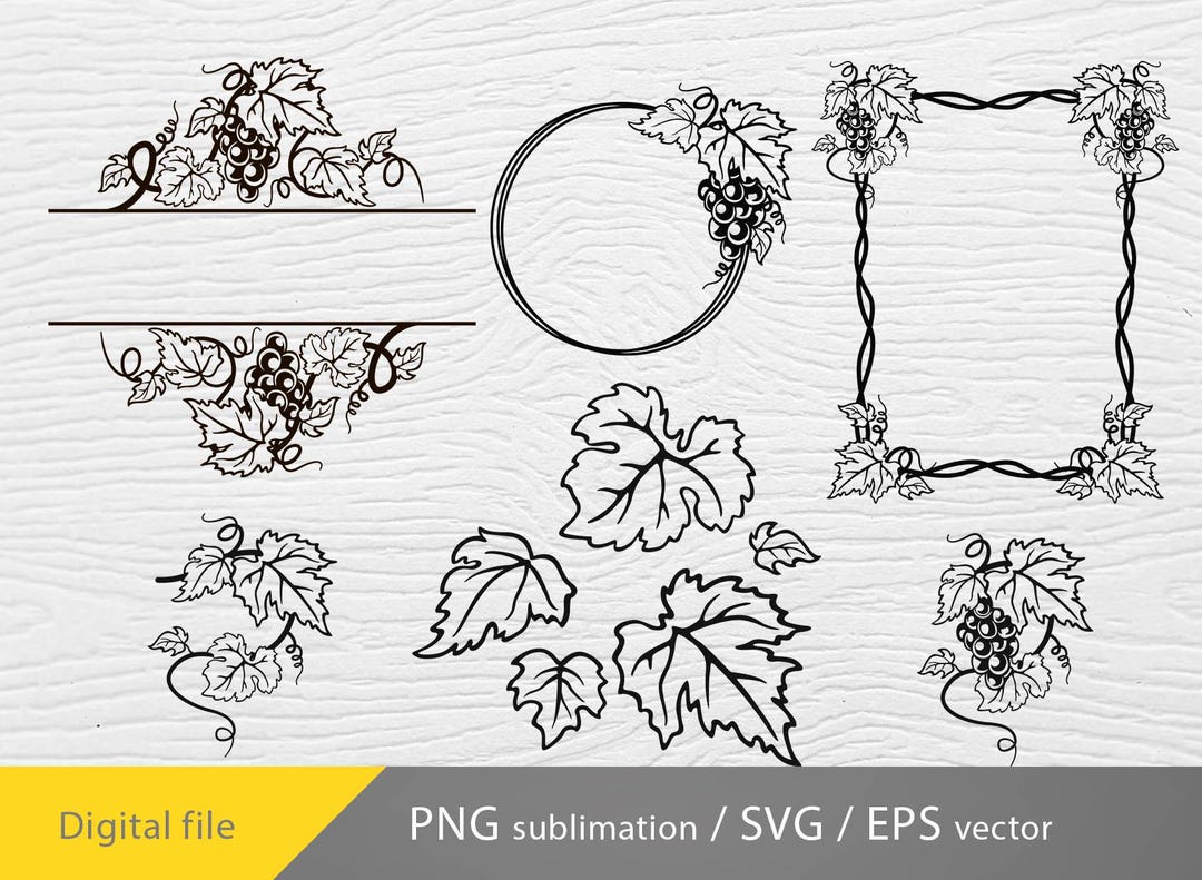 Grape Vine Svg, Grape Leaves Svg, Grape Vine Wall Decor, Vine Leaves ...