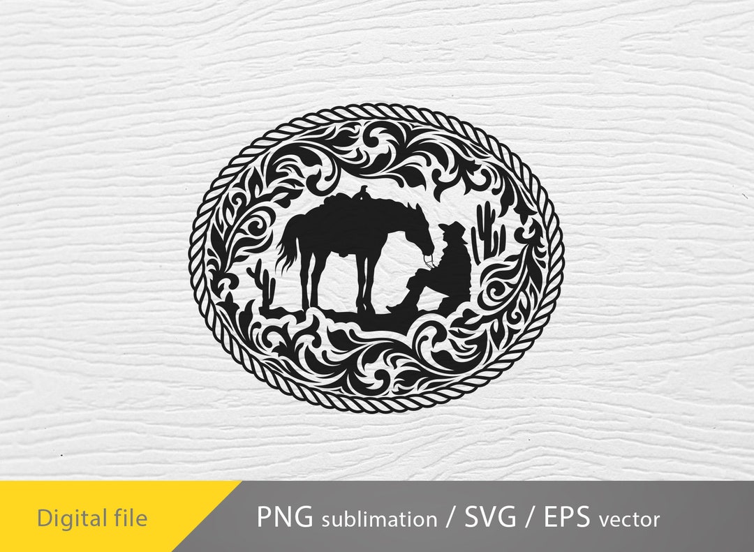 Vintage Cowboy Belt Buckle Design Svg Png Sublimation, Western Cowboy ...