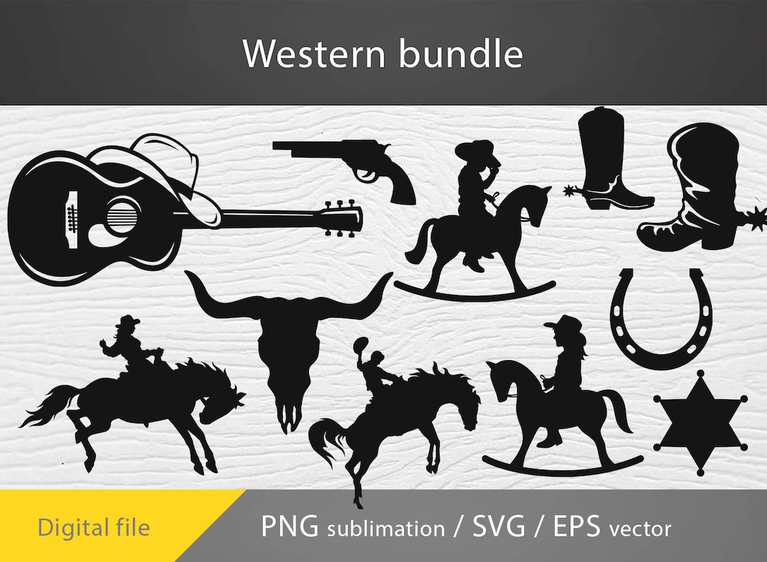 Western Bundle Svg, Cowboy Svg, Cowboy Hat Svg, Cowgirl Svg, Cowboy ...