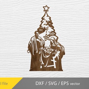 Nativity Scene Svg, Laser Cut Nativity Tree & Stand, Christmas Tree Svg ...