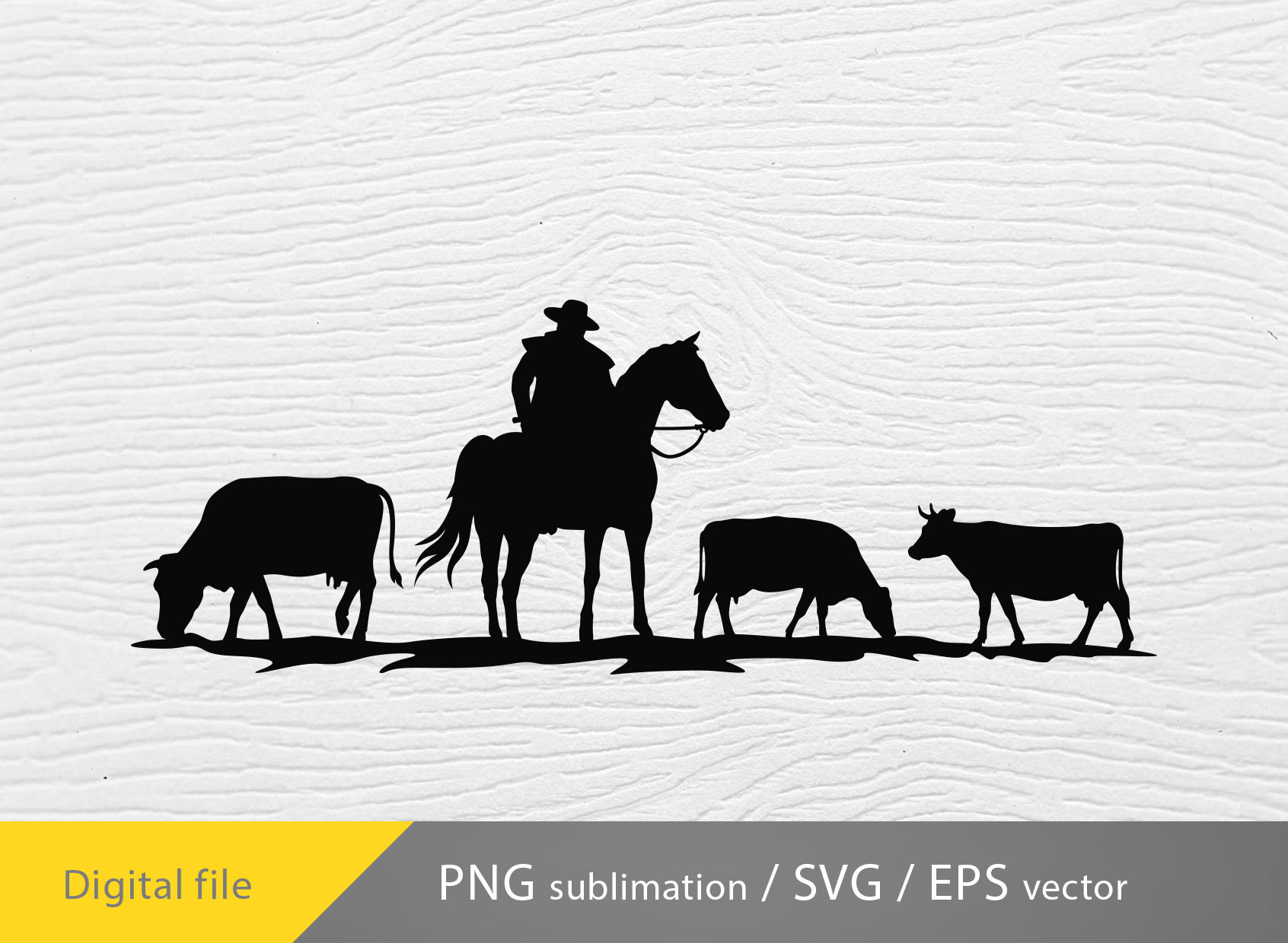 Cowboy Herding Cows Svg, Cattle Svg, Cowboy Life Scene Svg, Farm Life ...