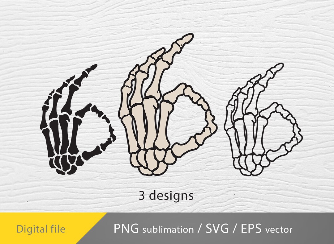 Skeleton OK Sign SVG, Okay Hand Gesture Svg, Ok Halloween T-shirt Decal ...