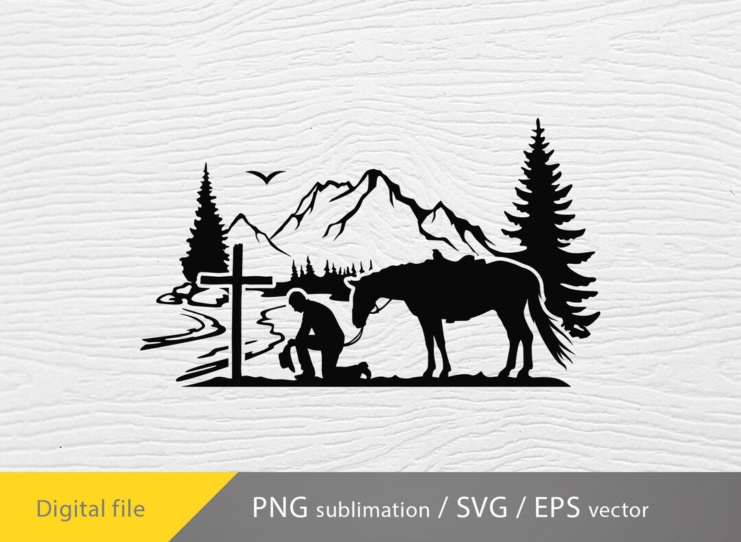 Praying Cowboy Svg, Cricut File, Cowboy Kneeling Praying, Cowboy and ...