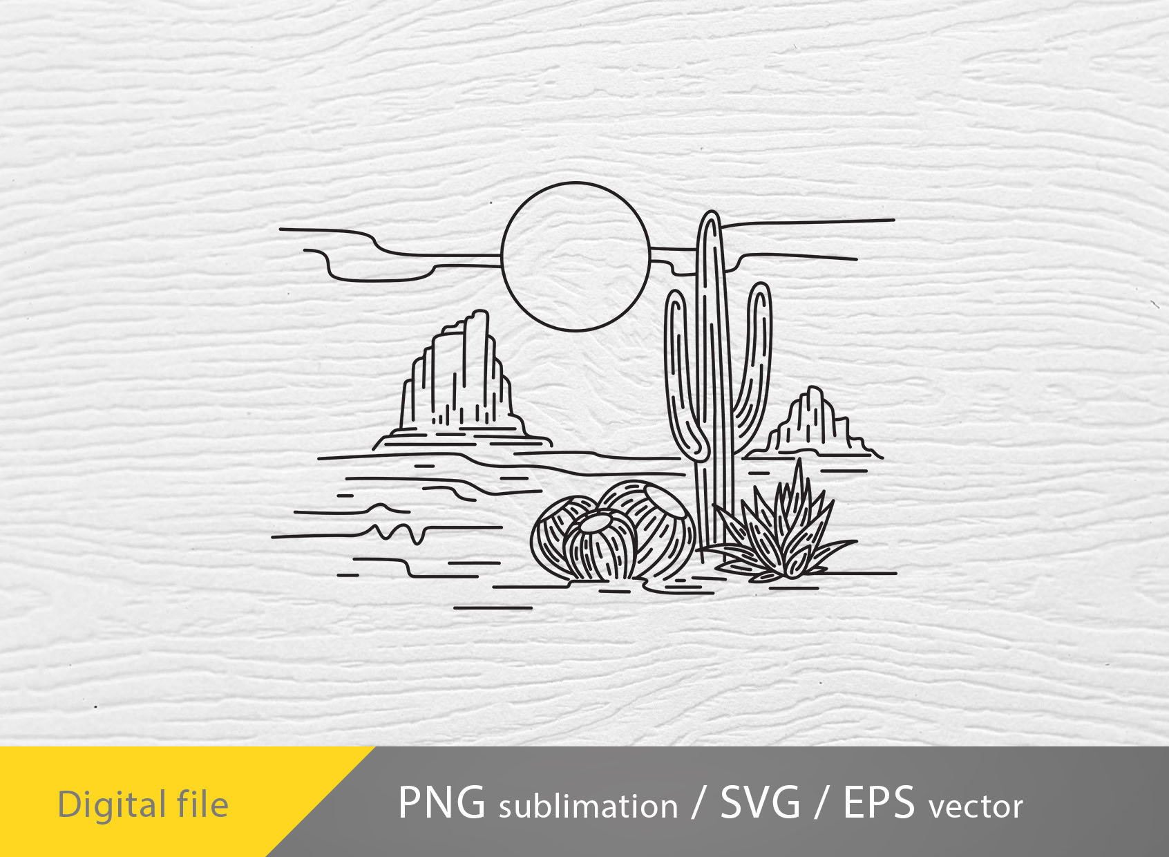 Desert Landscape Svg, Desert Line Png, Desert Cactus Svg - Etsy