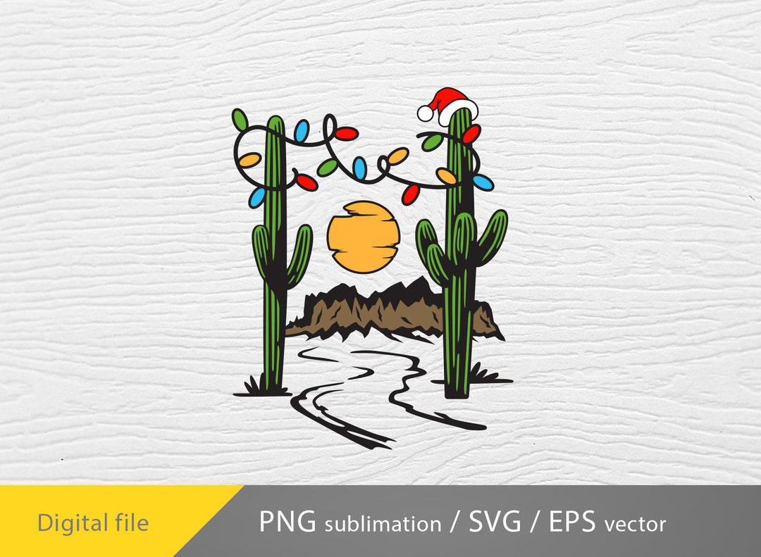 Desert Christmas Svg, Christmas Cactus Svg Png, Santa Hat Svg, Western ...