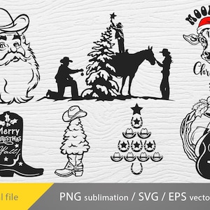 Cowboy Christmas Svg Bundle, Cowboy Christmas Tree Svg, Western ...