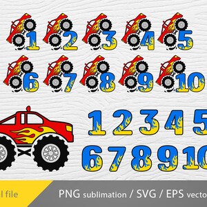 Monster Truck Birthday Bundle Png SVG, Monster Truck Birthday Png ...