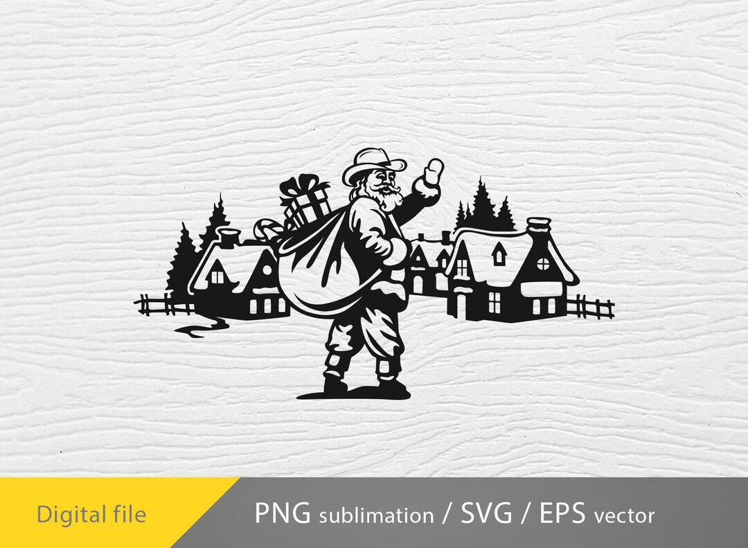 Cowboy Santa Svg, Cowboy Village PNG Sublimation, Country Christmas - Etsy