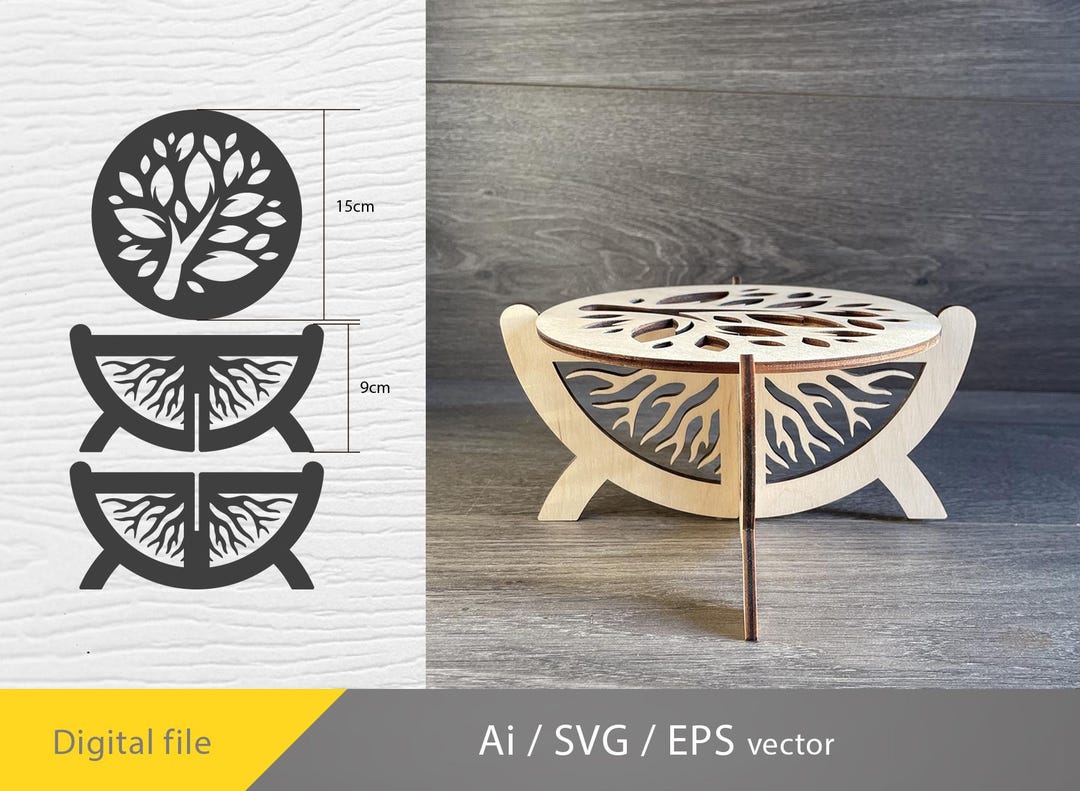 3D Plant Pot Stands Laser Cut, Potted Plant Stand, Flower Pot Support ...