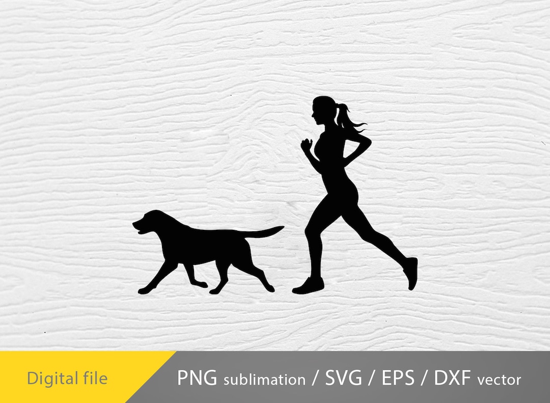 Running Girl With Dog Svg, Runner Svg, Woman Running Svg Png ...