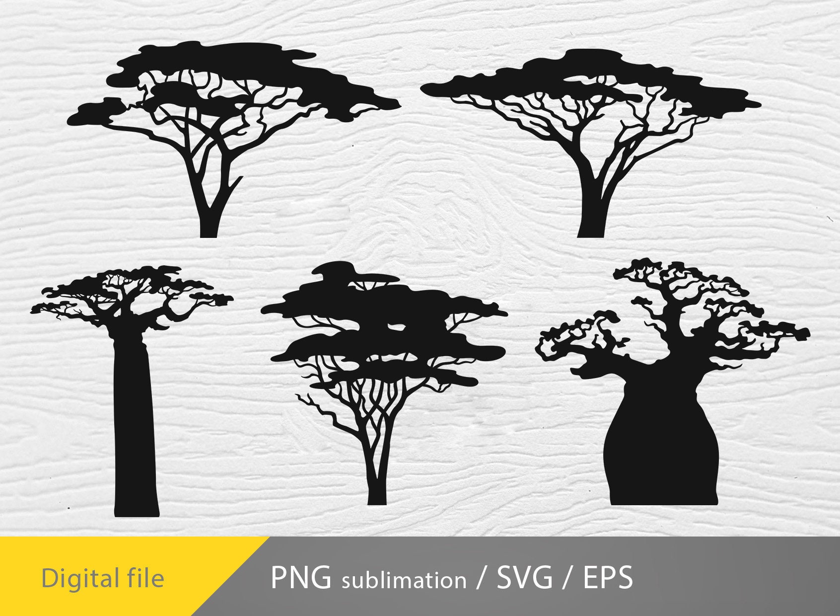 African Trees Svg Bundle, Baobab Svg, African Trees PNG, Cricut File - Etsy