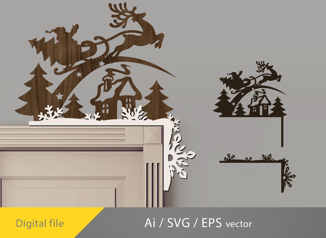 Christmas Santa Door Corners Svg, Christmas Svg, Laser Cut, Christmas ...