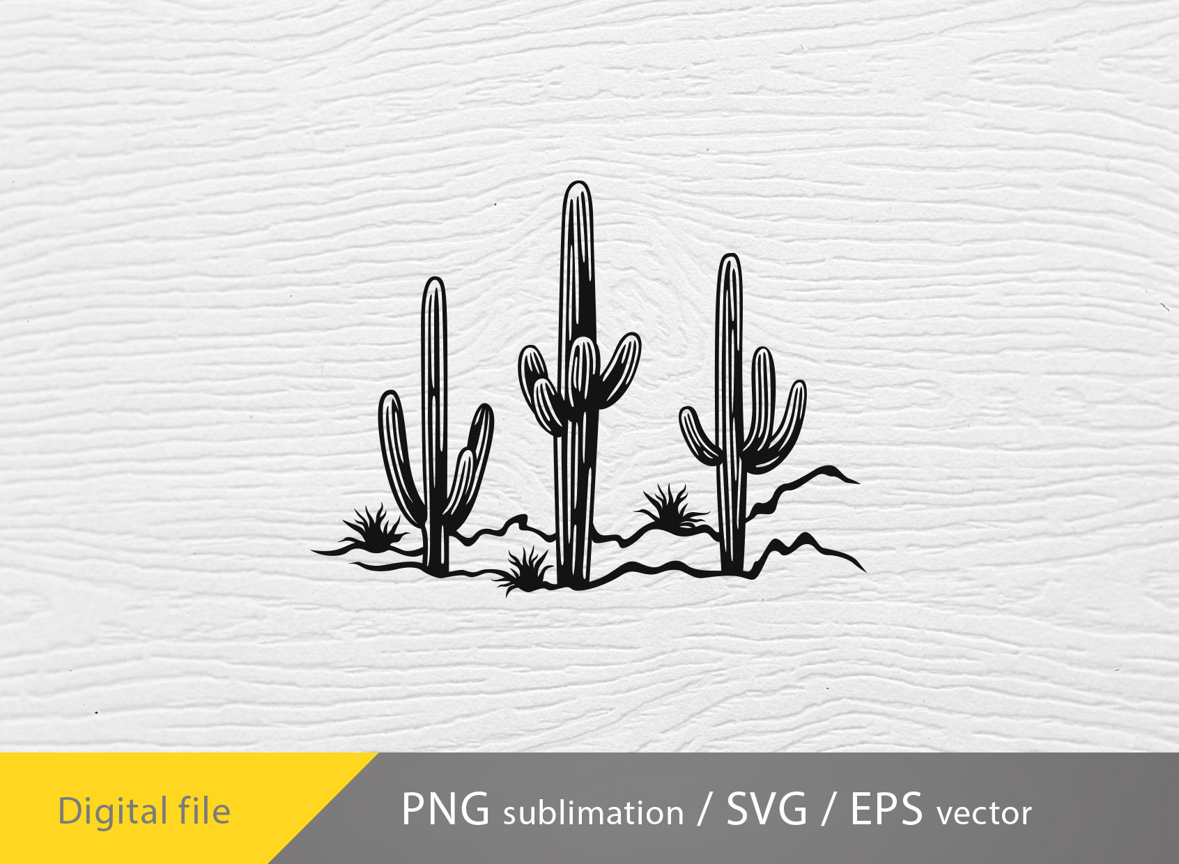 Desert Svg, Desert Cactus Svg, Desert Landscape Png, Cactus Scene Svg ...