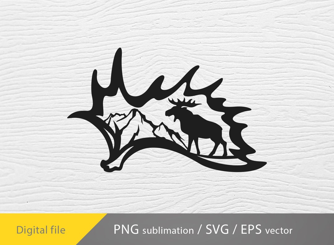 Moose Scene Svg, Moose Horns Svg, Moose Svg, Cricut File, Moose Antler ...