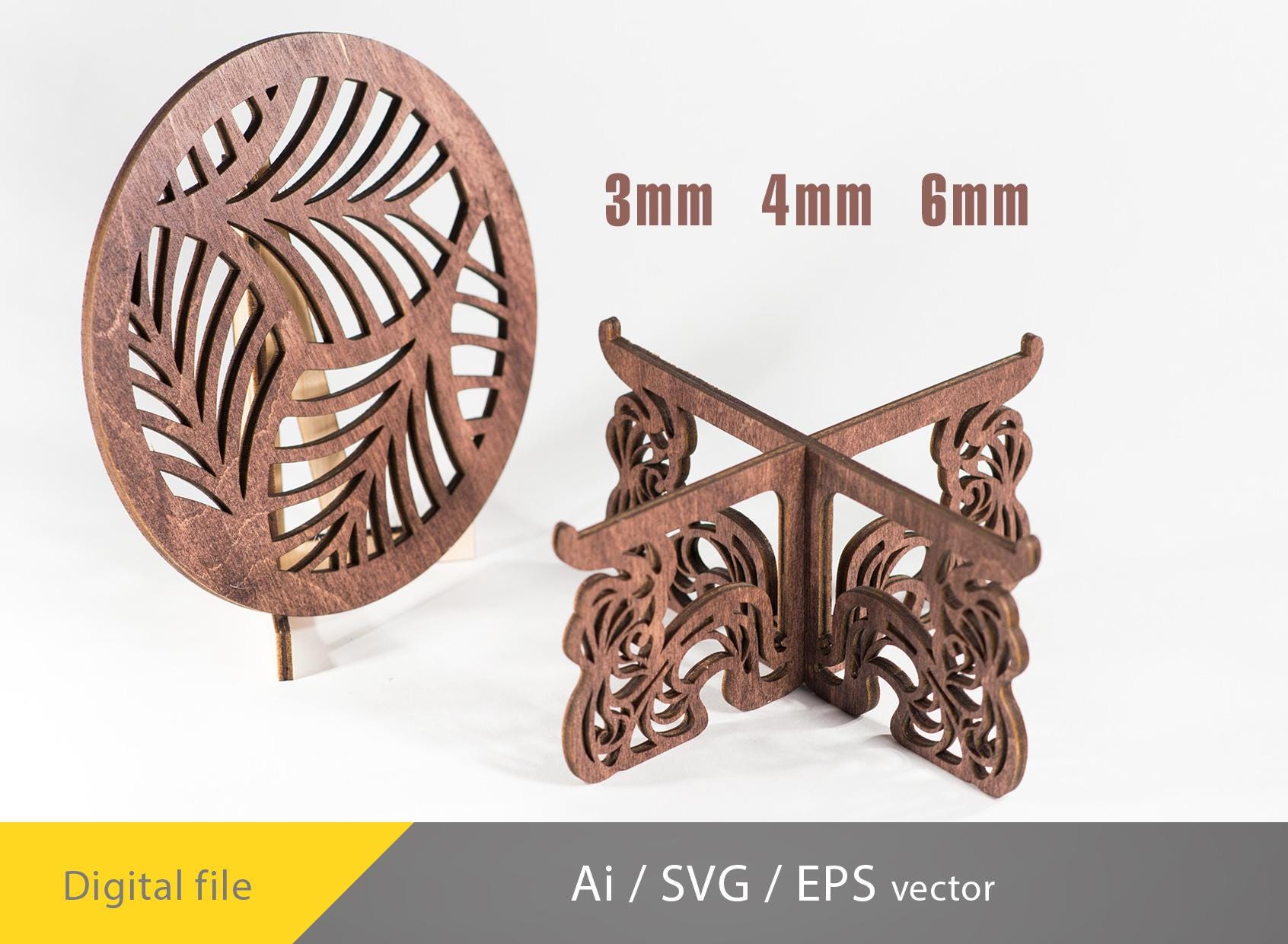 3D Plant Pot Stands Laser Cut, Potted Plant Stand, Flower Pot Support ...