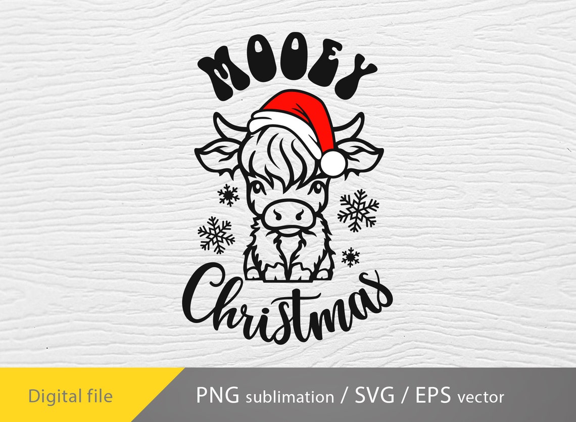 Mooey Christmas Svg, Highland Cow Svg, Western Cow Svg, Cricut File ...