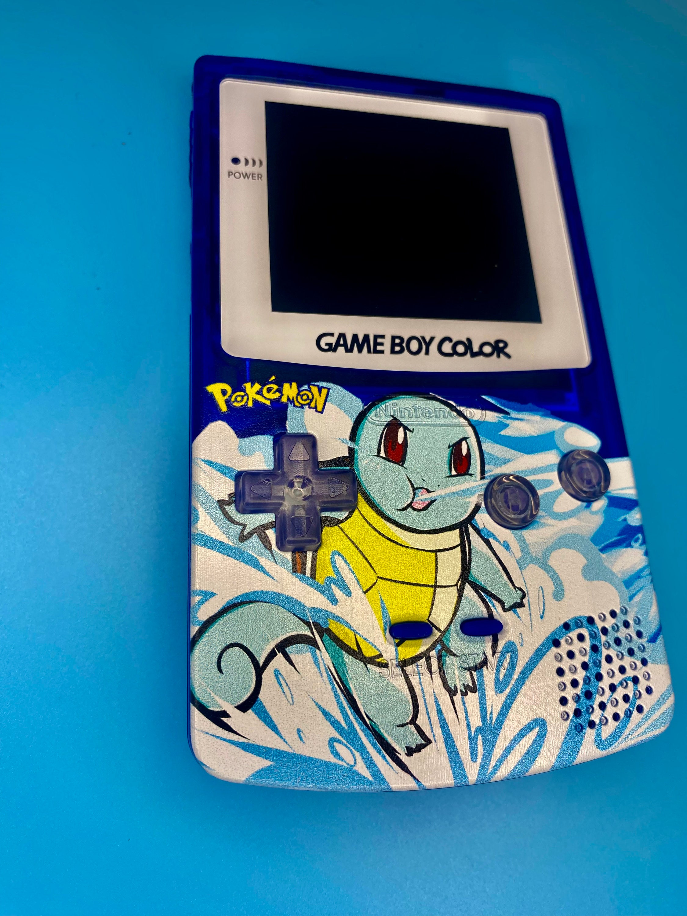 Gameboy Color GBC Blue Squirtle Shell With New Funny Playing IPS 2.0 ...