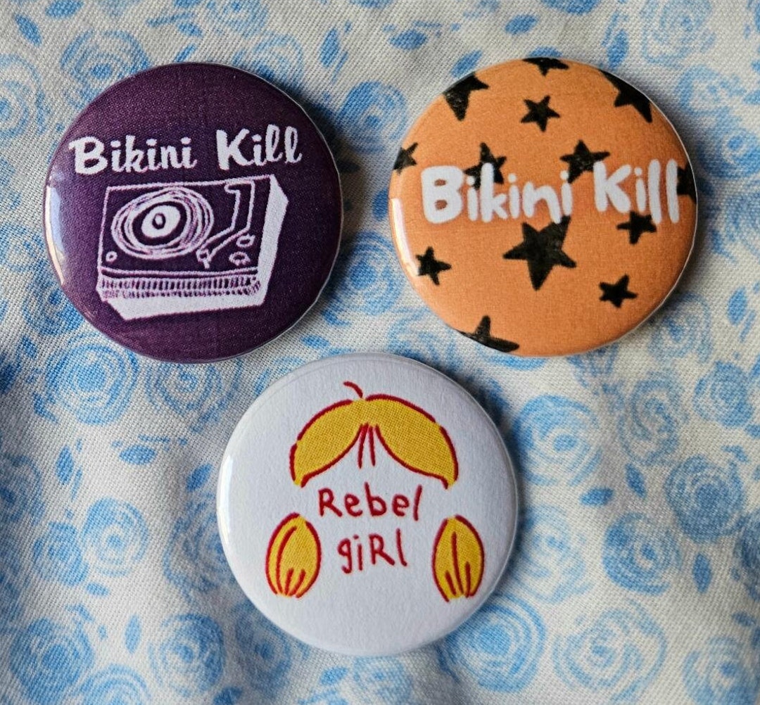 Three Bikini Kill Button Pin Badges, 25mm (1 Inch) Diameter, Including ...