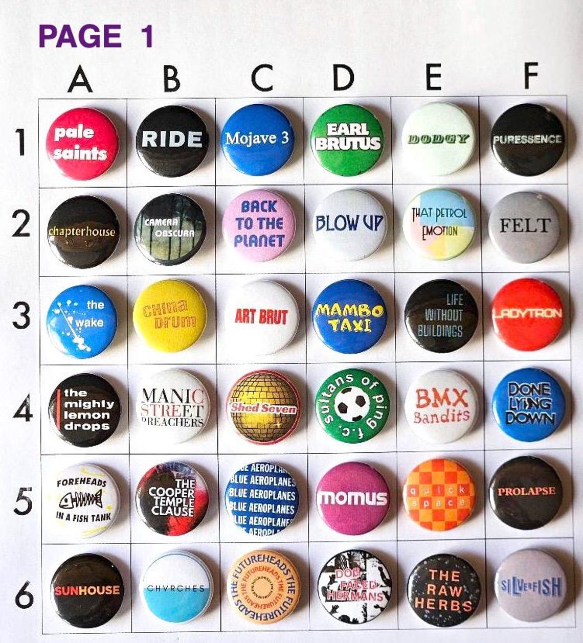 The Ultimate Music Button Pin Badge Pick'n'mix! Indie / Rock / Shoegaze ...