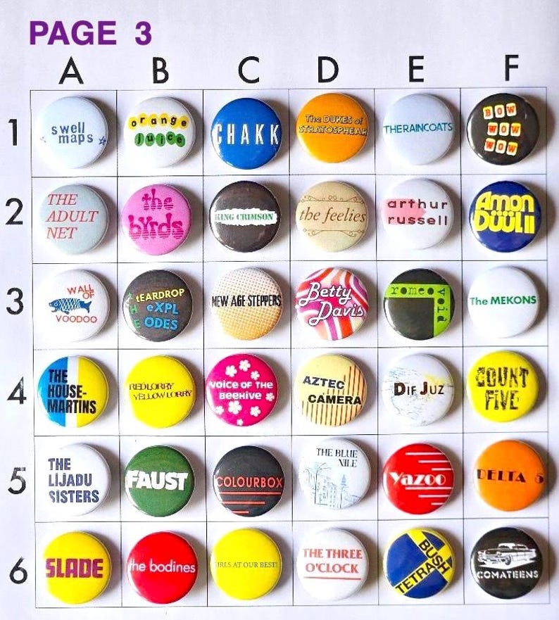 The Ultimate Music Button Pin Badge Pick'n'mix! Indie / Rock / Shoegaze ...