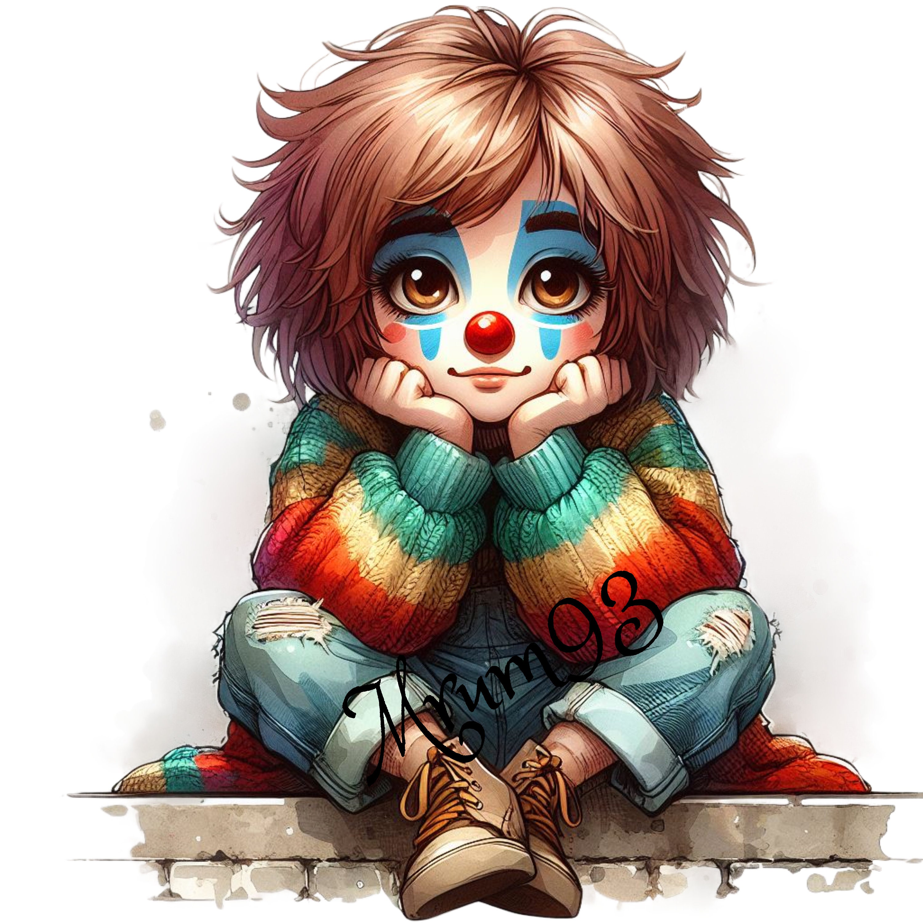 Cute Clown Clipart , Adorable Cute Clown Clipart Instant Download High ...