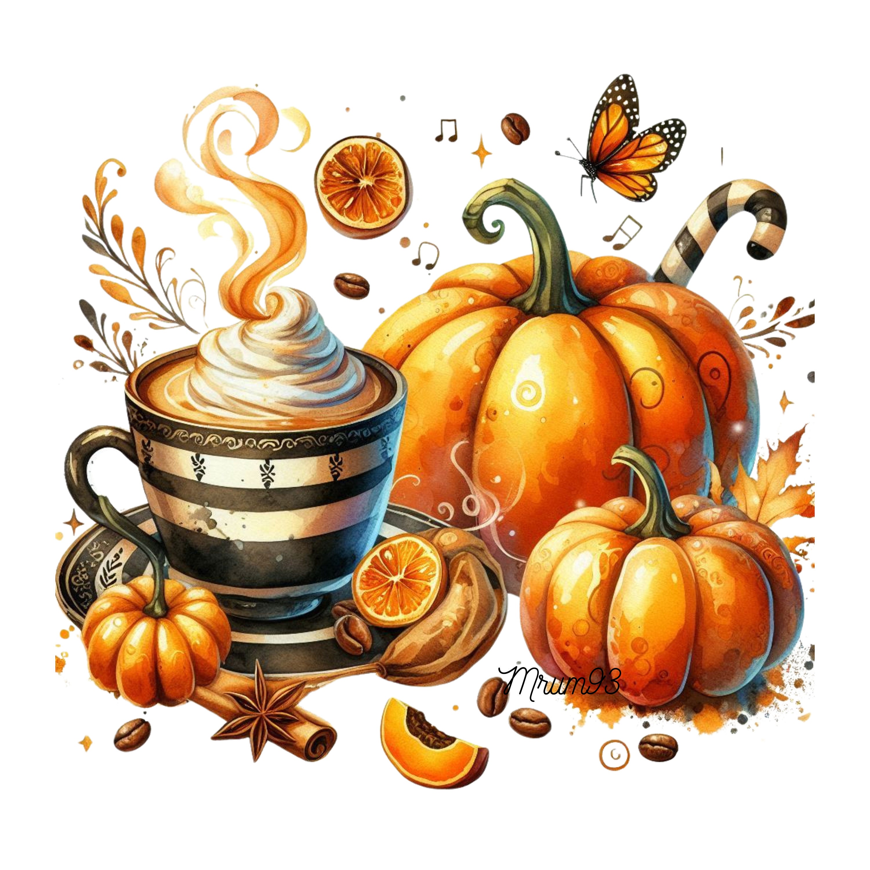 Halloween Coffee Clipart, Spooky Watercolor Hot Coffee Drink Clipart ...