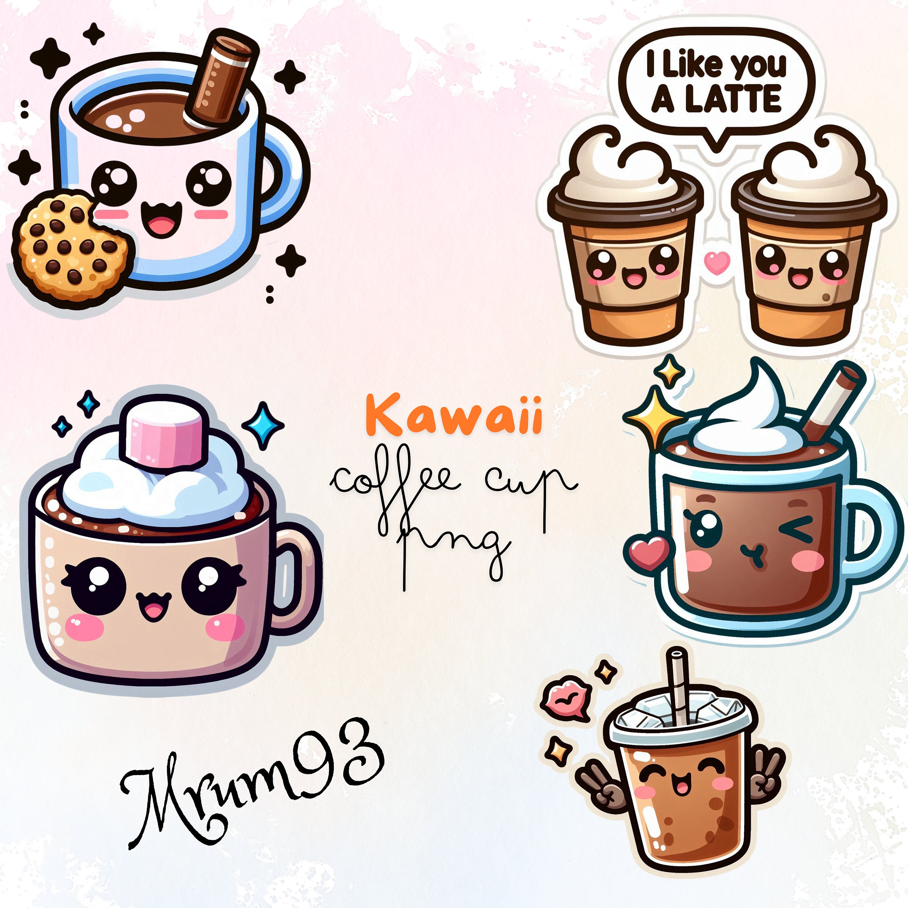 Kawaii Coffee Cup Clipart Sticker Style, Cute Coffee Cup Art ...