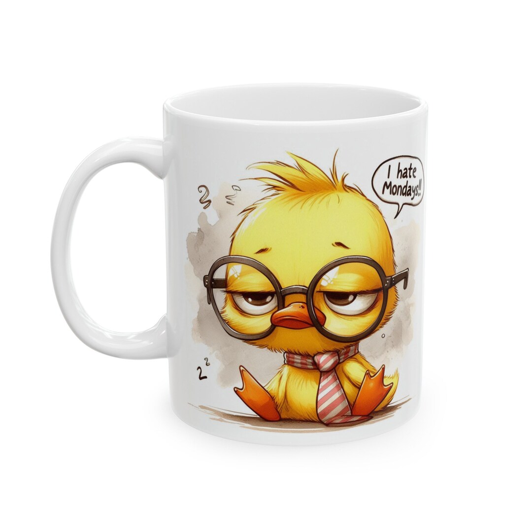 Funny Grumpy Duck Ceramic Mug, Coffee Lover Gift, I Hate Mondays ...