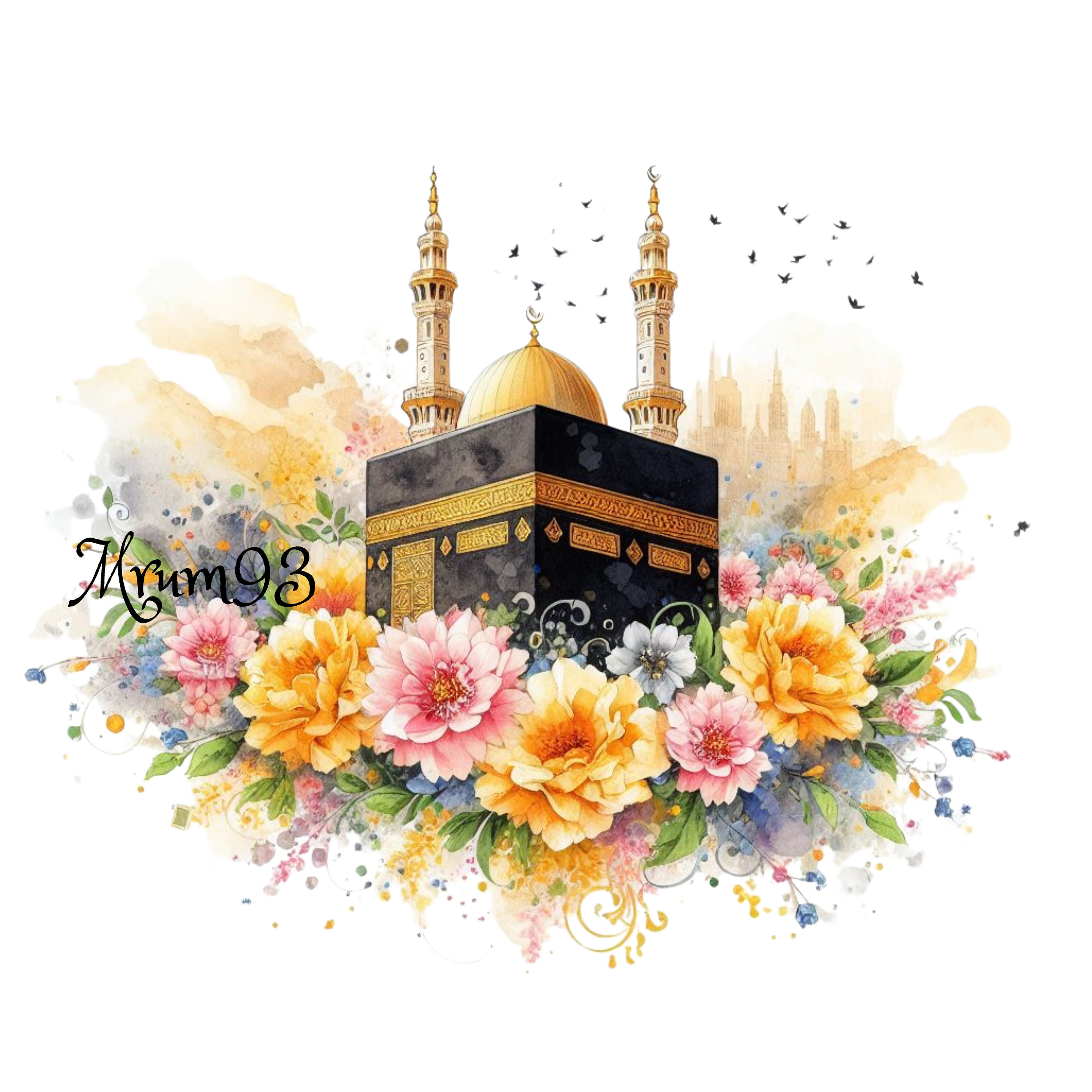 Floral Kaaba Clip Art Illustration | Eid Al Adha Digiral File | Islamic ...