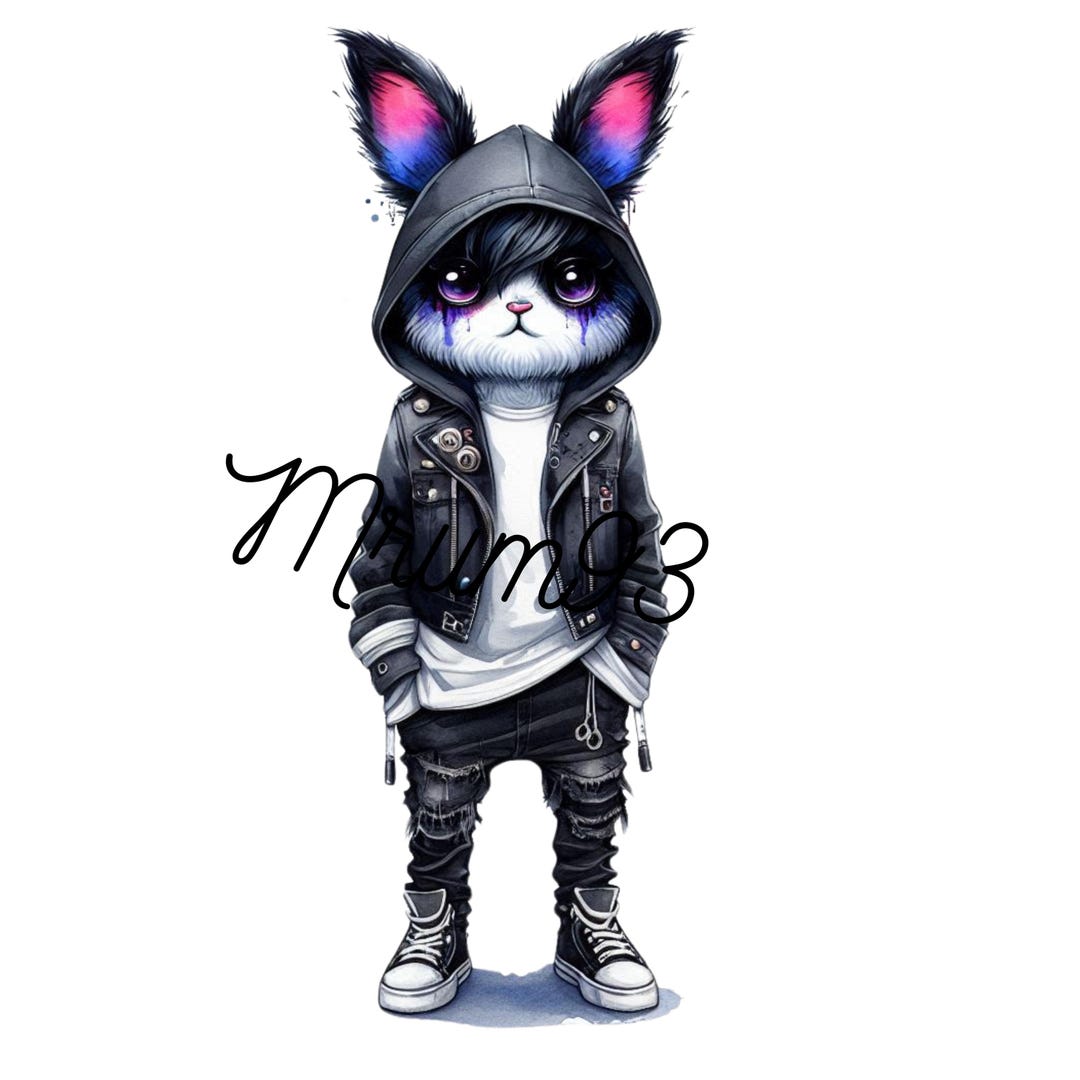 Emo Gothic Animals PNG Digital Download Clipart, Dark Aesthetic Clip ...