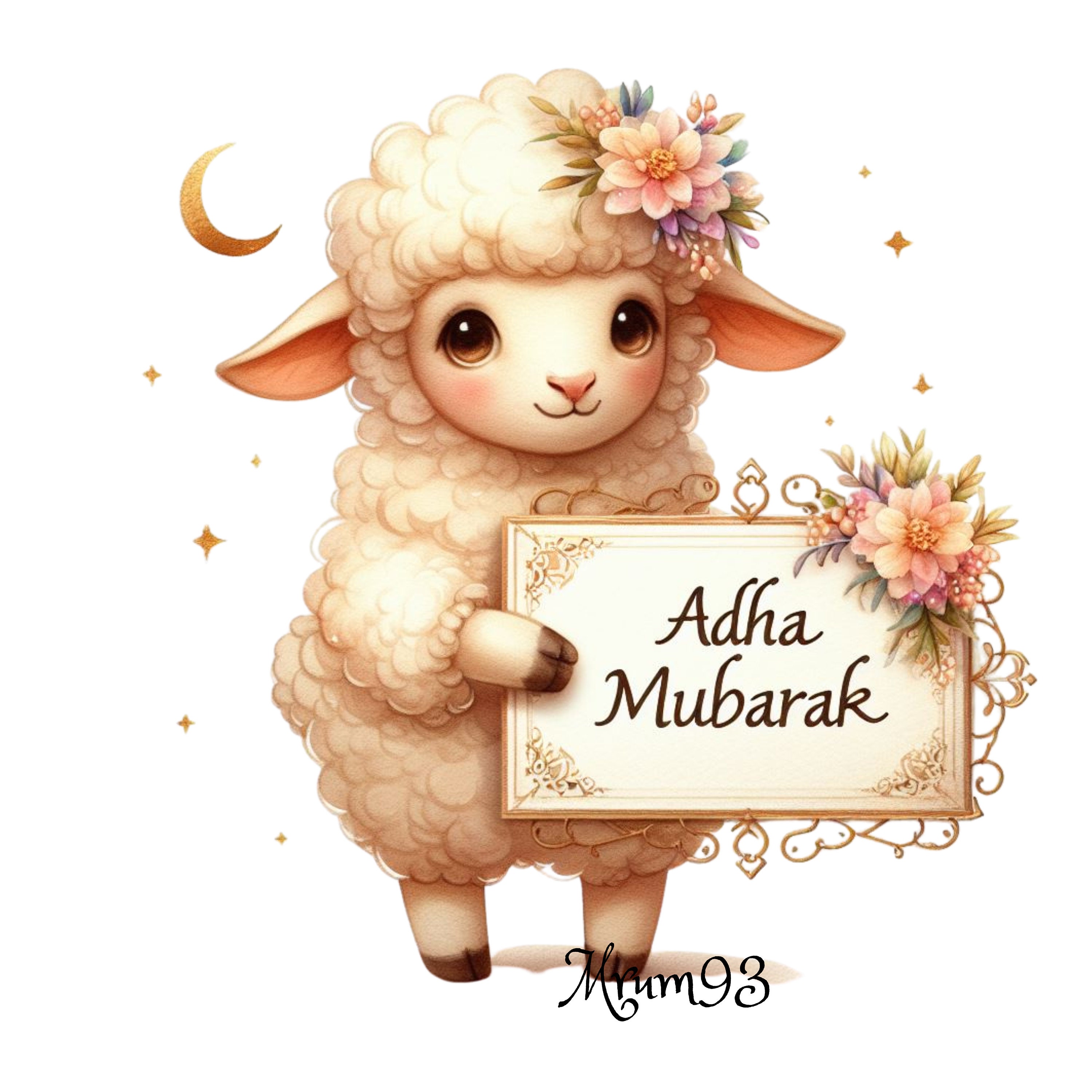 Cute Adha Sheep Holding Adha Mubarak Sign Png , Adha Mubarak Png ...