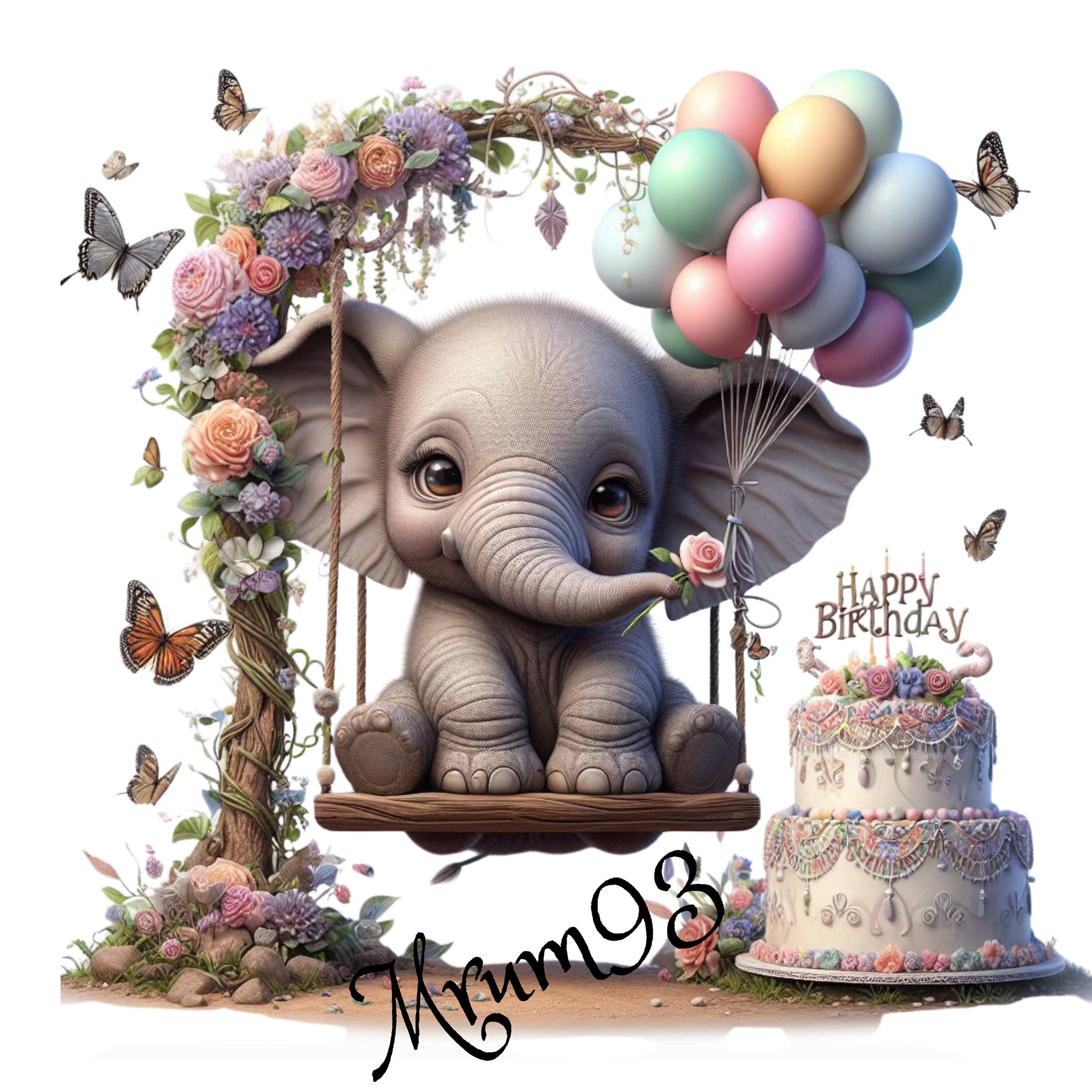 Elephant Clip Art, Birthday Clipart, PNG Watercolor Pastel Colors Party ...