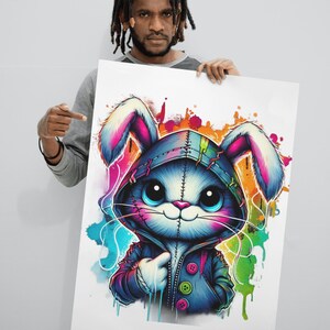 Colorful Neon Rabbit Bunny Png, Rabbit Sublimation Design, Neon Rabbit ...