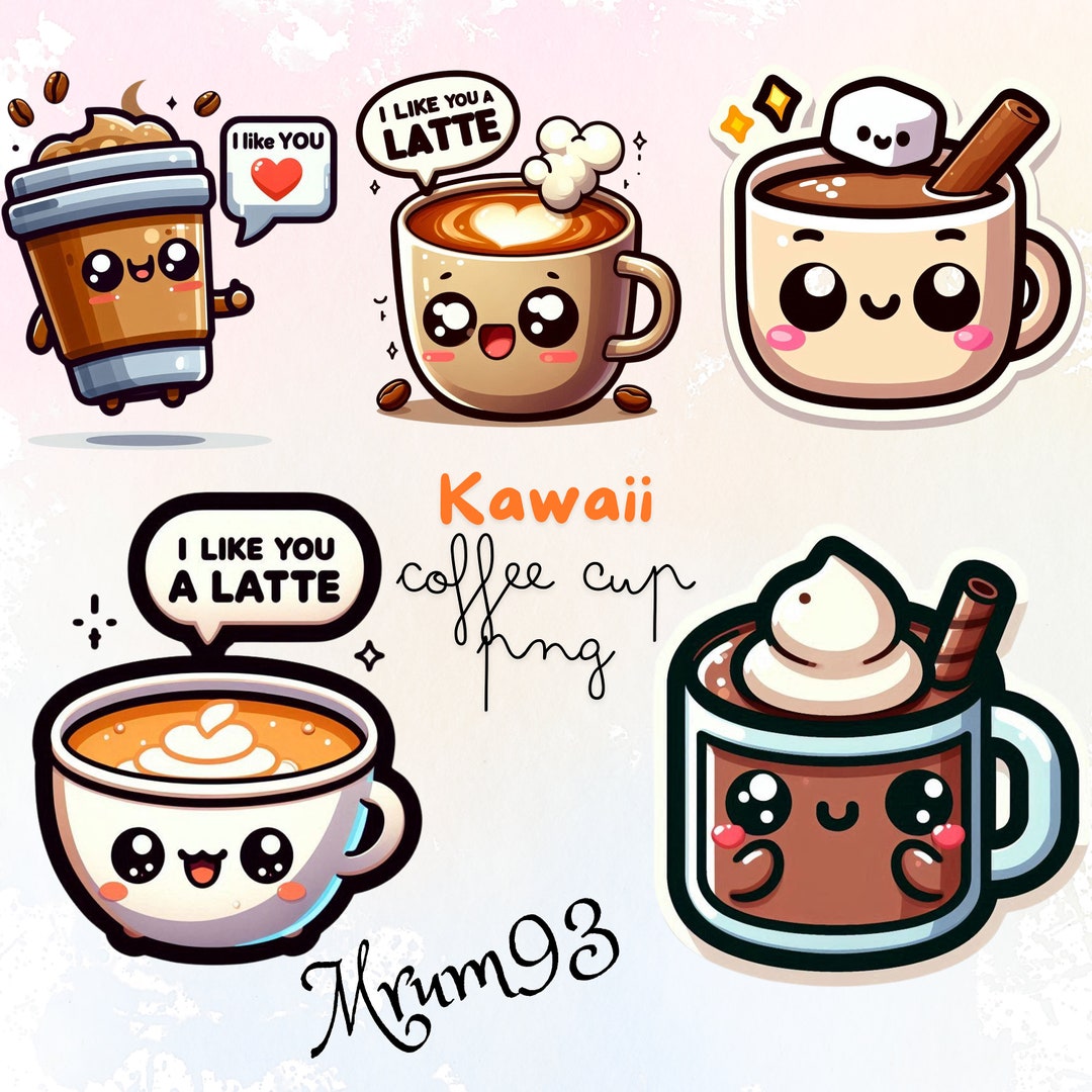 Kawaii Coffee Cup Clipart Sticker Style, Cute Coffee Cup Art ...